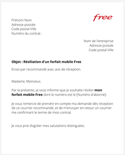 Lettre De R siliation Free Mobile Le Guide Lettre De R siliation Free Mobile Le Guide